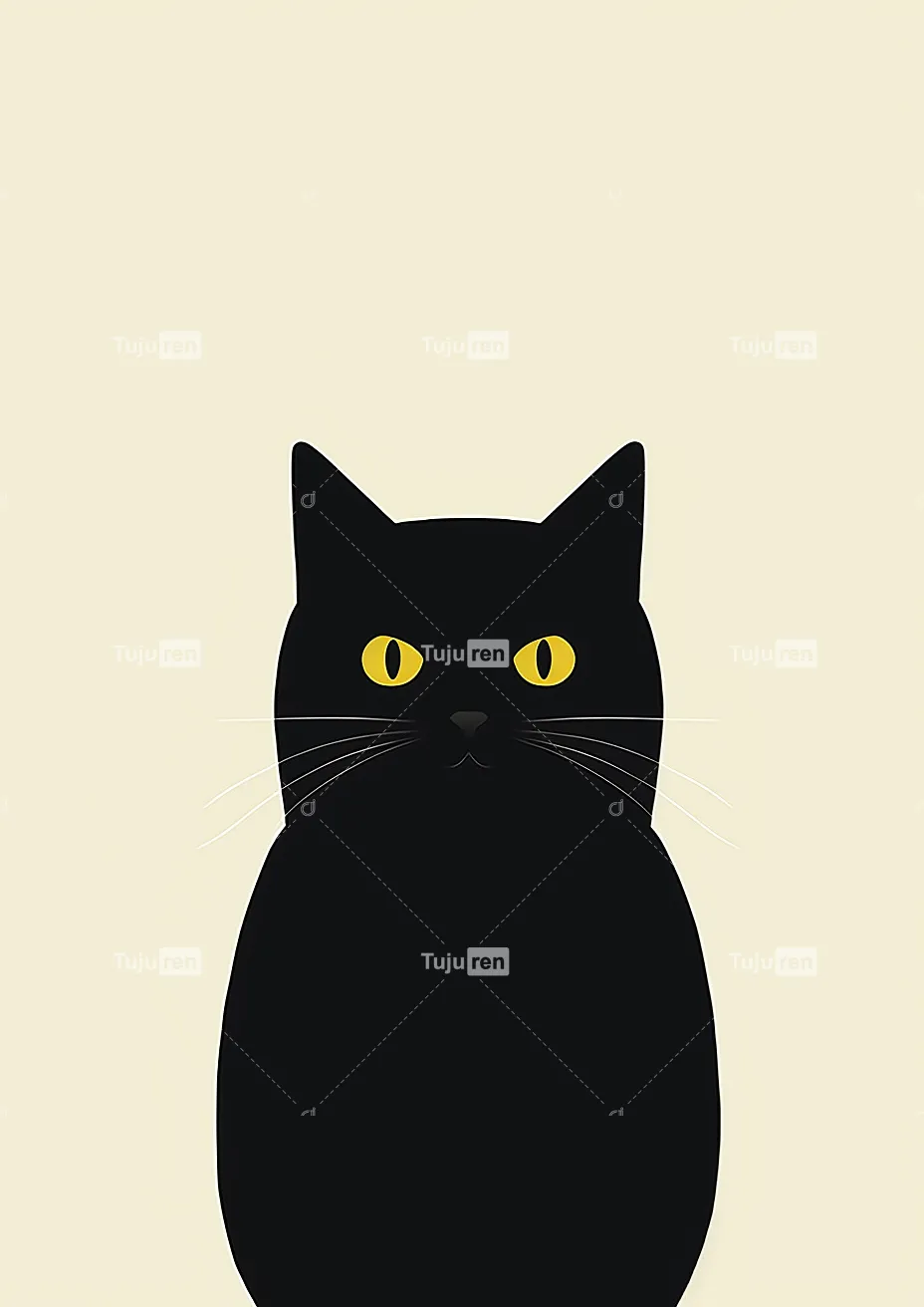 猫极简主义简单线条平淡的色彩极简主义。希腊艺术画波西米海报素材模板下载 图巨人